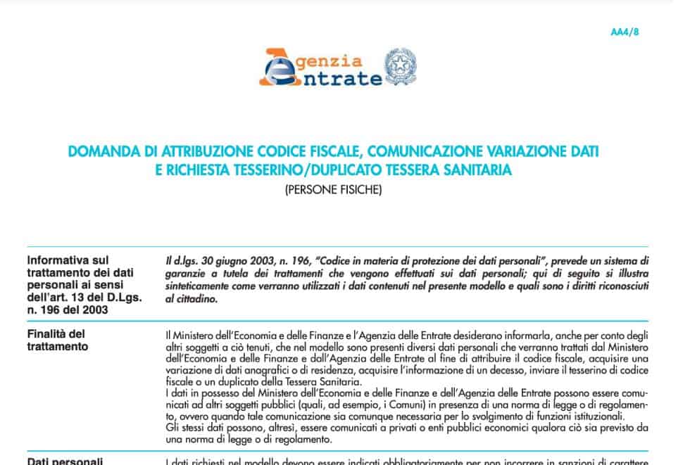 Modello AA4/8 da compilare: istruzioni, facsimile pdf e dove inviarlo