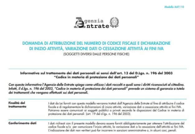 Modello AA7/10: a cosa serve, invio telematico e compilazione