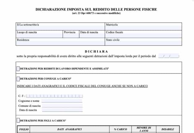 Modello detrazioni fiscali INPS: pdf editabile - Partitaiva.it