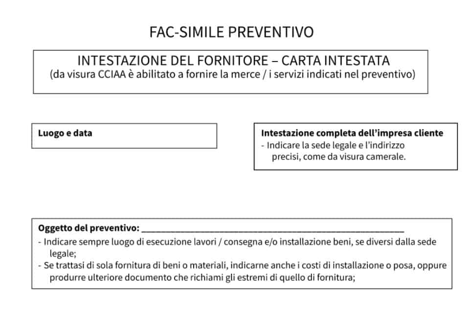 Facsimile modello preventivo da scaricare: pdf e word online Facsimile modello preventivo da scaricare: pdf e word online
