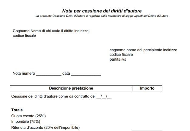 Modello notula di cessione del diritto di autore: cos'è e facsimile