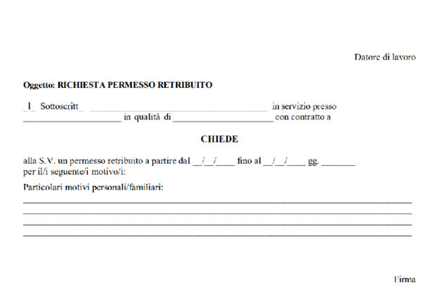 Modello richiesta permesso retribuito: cos'è e modulo editabile