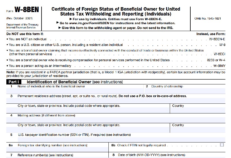 Modulo W-8BEN: cos'è e a cosa serve